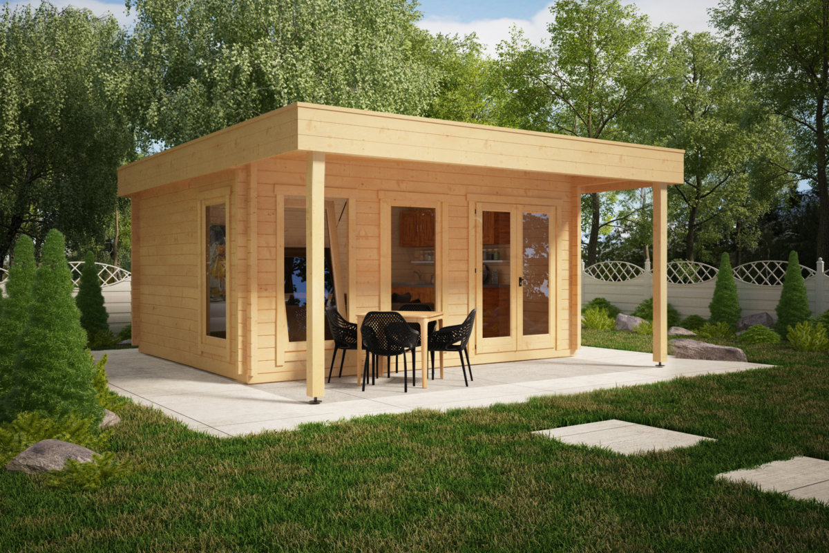 Záhradný domček Ian E 18m2 / 4 x 5 m / 58mm - Zahradny Domcek 24